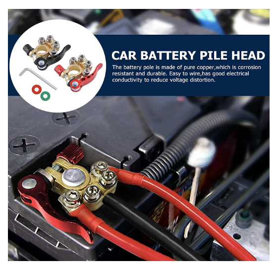 1 Set Car Battery Terminal Connectors, 4 Way Quick Release Disconnect ...